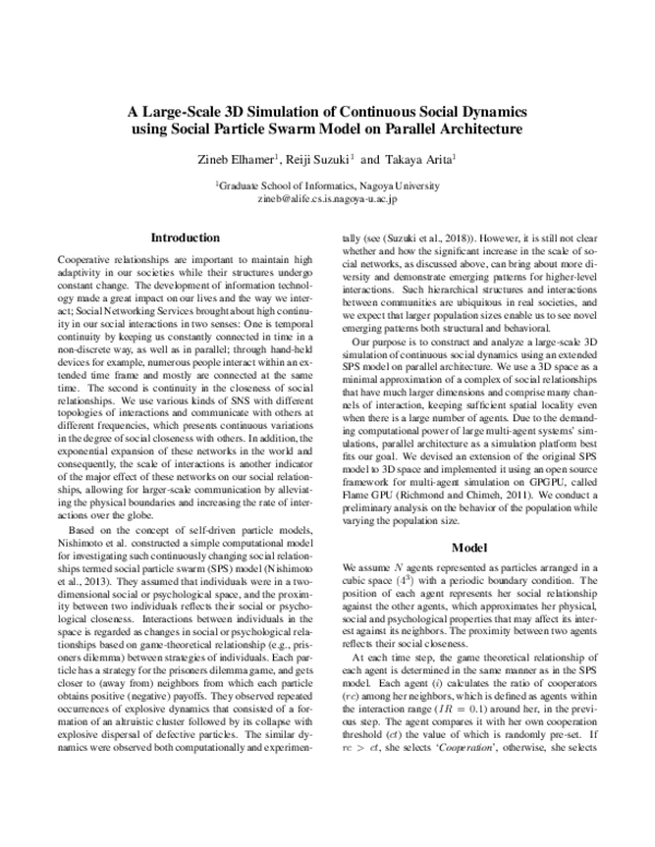 (PDF) A Large-Scale 3D Simulation of Continuous Social Dynamics using Social Particle Swarm ...
