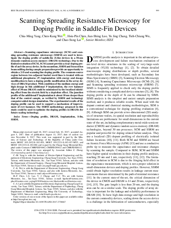 (PDF) Scanning Spreading Resistance Microscopy For 3D-Carrier Profiling in FinFET-based ...