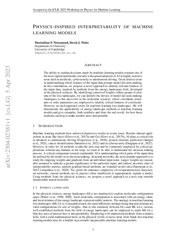 (PDF) Physics-Inspired Interpretability Of Machine Learning Models