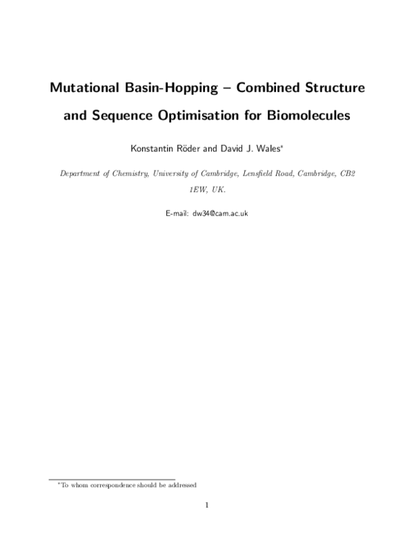 (PDF) Mutational Basin-Hopping: Combined Structure and Sequence ...