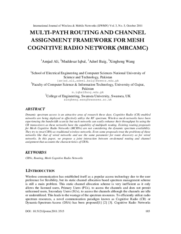(PDF) Multi-Path Routing and Channel Assignment Framework for Mesh ...