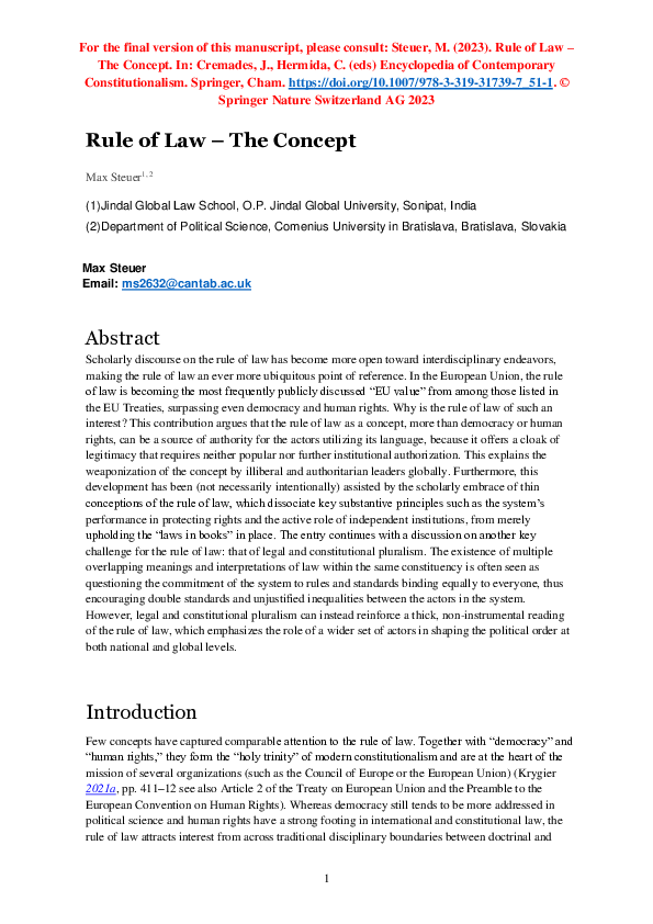 (PDF) Rule of Law – The Concept