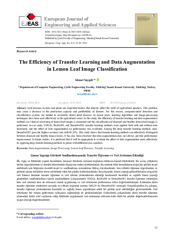 (PDF) The Efficiency of Transfer Learning and Data Augmentation in ...