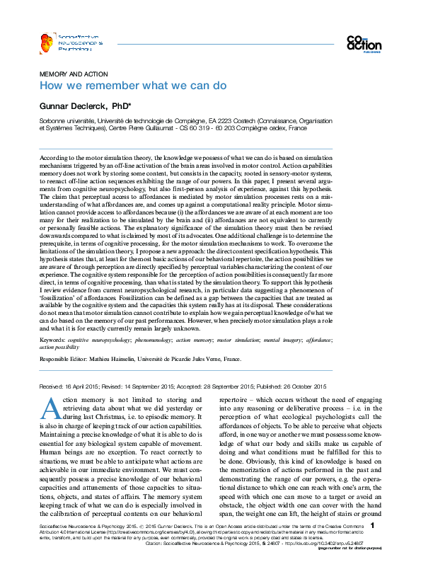 (PDF) How we remember what we can do