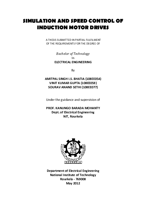 (PDF) SIMULATION AND SPEED CONTROL OF INDUCTION MOTOR DRIVES