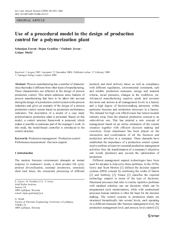 (PDF) Use of a procedural model in the design of production control for ...