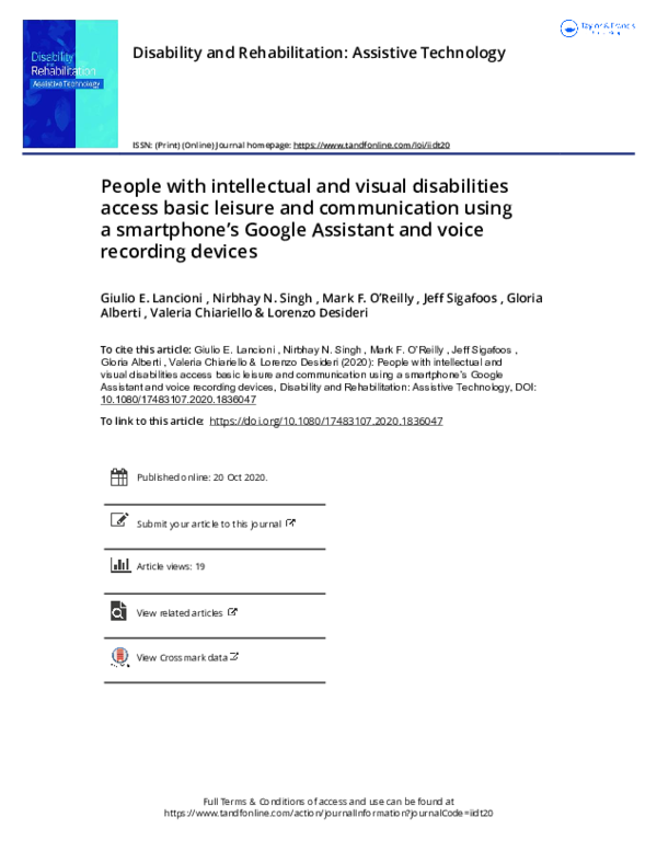 (PDF) People with Intellectual and Visual Disabilities Manage ...