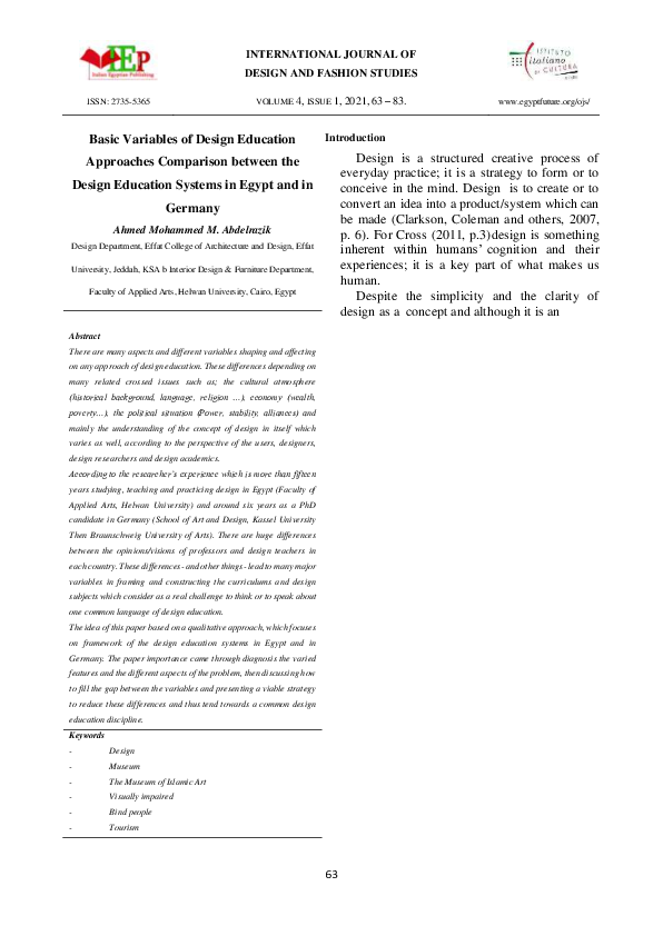 (PDF) Basic Variables of Design Education Approaches Comparison between ...