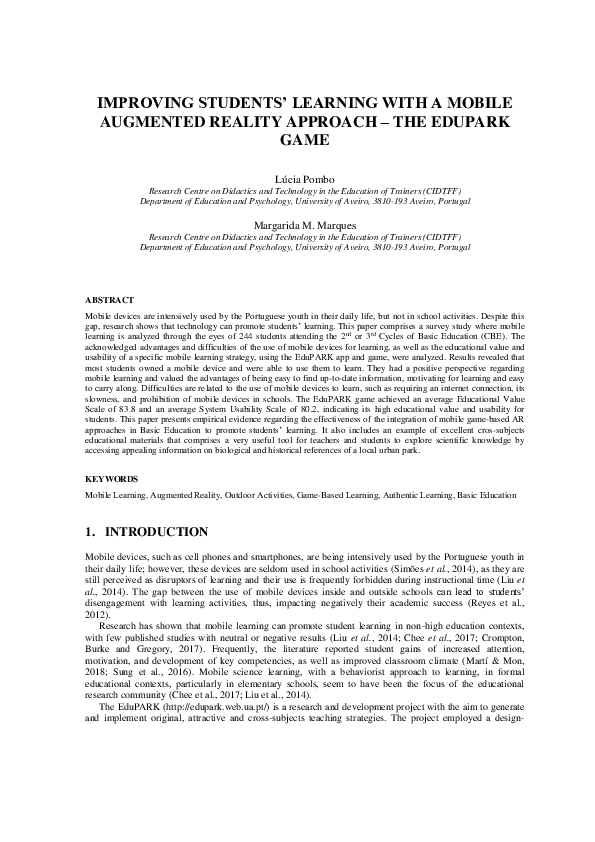 (PDF) Improving students’ learning with a mobile augmented reality ...