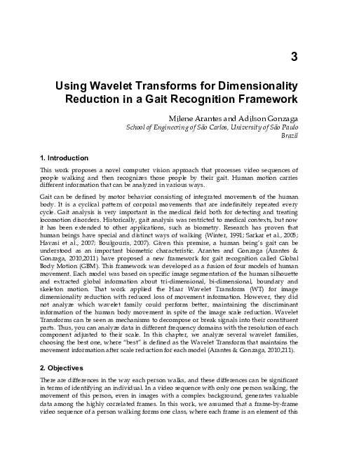 Pdf Using Wavelet Transforms For Dimensionality Reduction In A Gait Recognition Framework