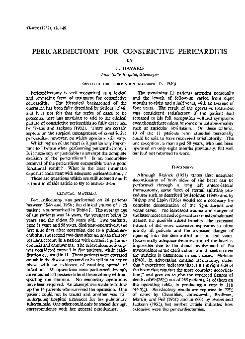 (PDF) Pericardiectomy for Constrictive Pericarditis