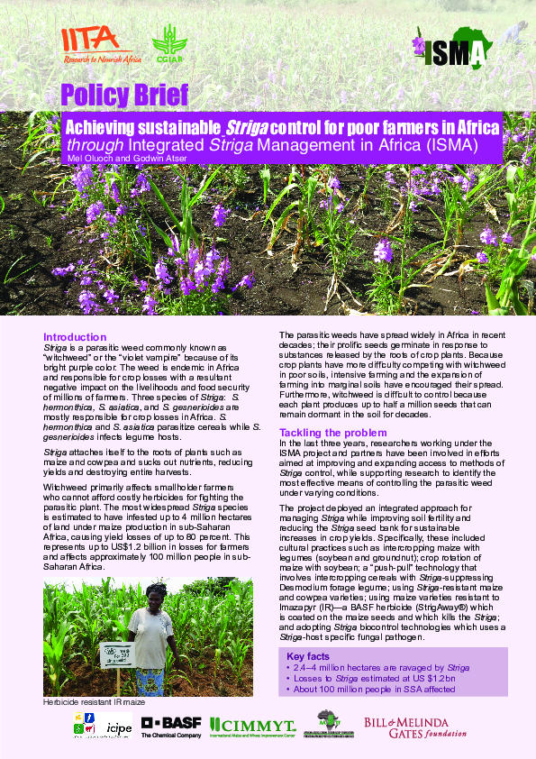 (PDF) Achieving sustainable Striga control for poor farmers in Africa ...