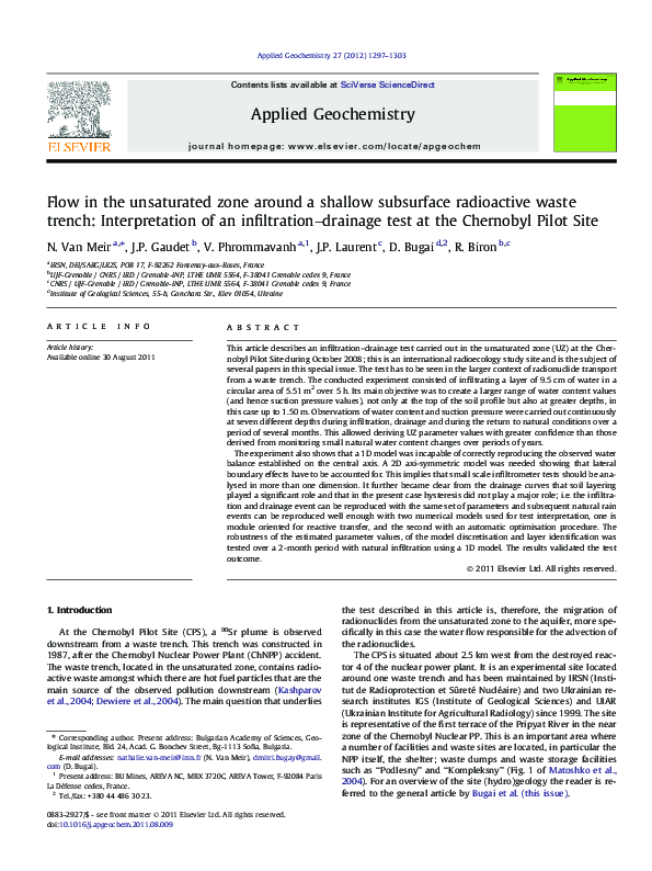(PDF) Flow in the unsaturated zone around a shallow subsurface radioactive waste trench ...