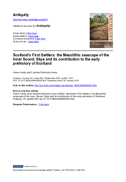 (PDF) Scotland's First Settlers: the Mesolithic seascape of the Inner ...