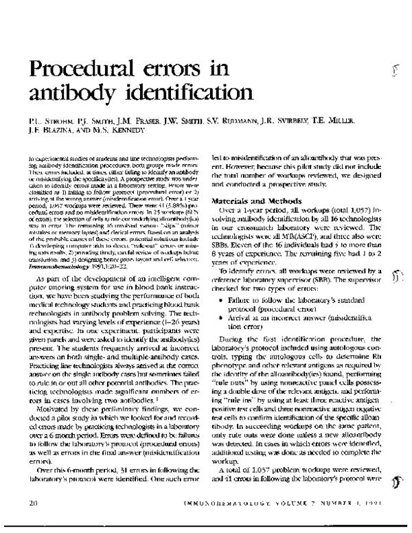 (PDF) Procedural errors in antibody identification