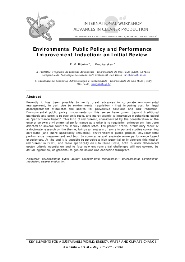(PDF) Environmental Public Policy and Performance Improvement Induction ...