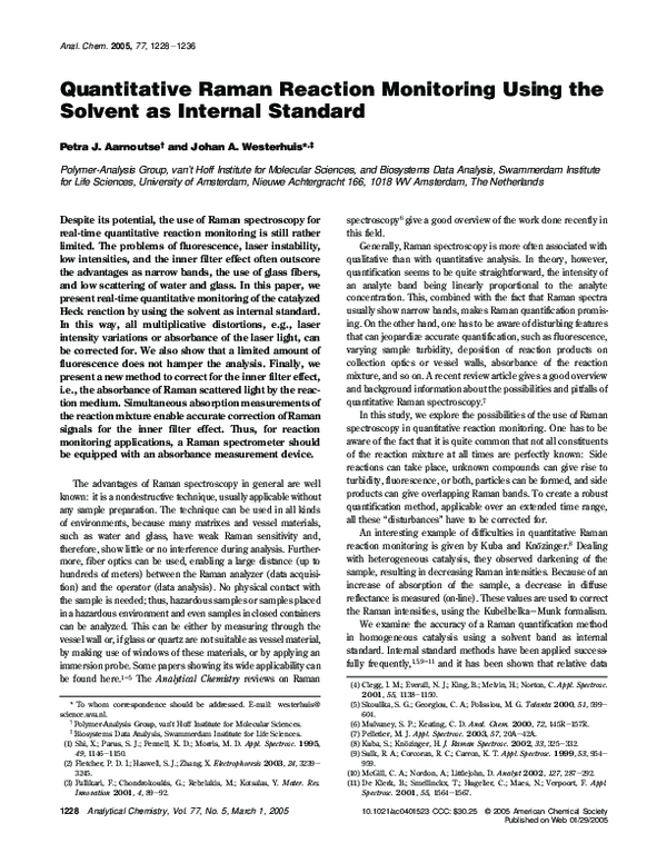 (PDF) Quantitative Raman Reaction Monitoring Using the Solvent as ...