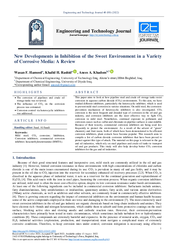 (PDF) Engineering and Technology Journal | Khalid Hamid - Academia.edu