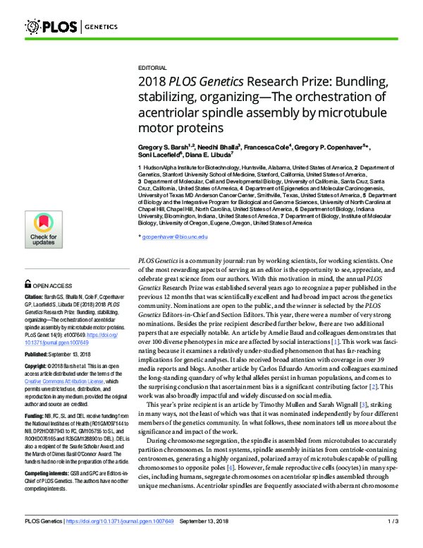 (PDF) 2018 PLOS Genetics Research Prize: Bundling, stabilizing ...