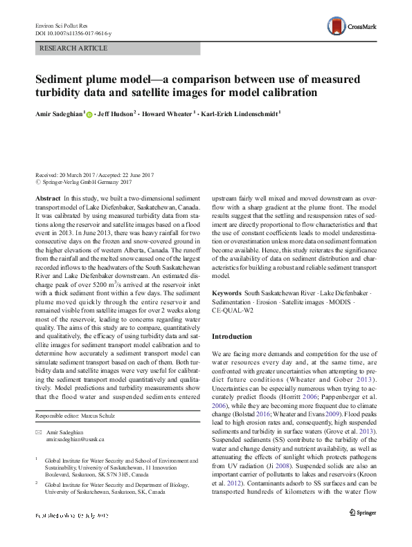 (PDF) Sediment plume model—a comparison between use of measured turbidity data and satellite ...
