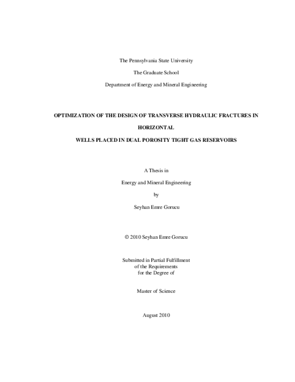 (PDF) Optimization of the Design of Transverse Hydraulic Fractures in Horizontal Wells Placed in ...