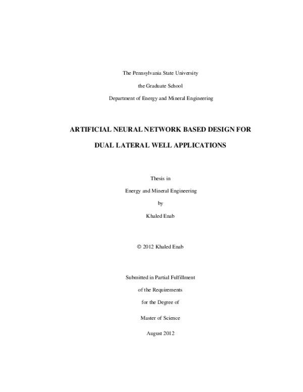 (PDF) Artificial neural network based design for dual lateral well applications