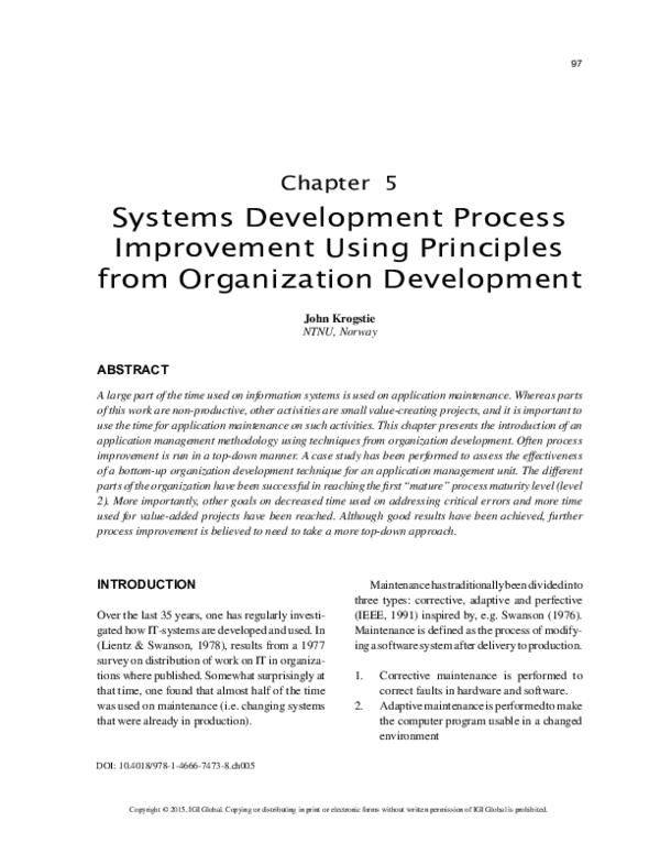 (PDF) Systems Development Process Improvement Using Principles from Organization Development