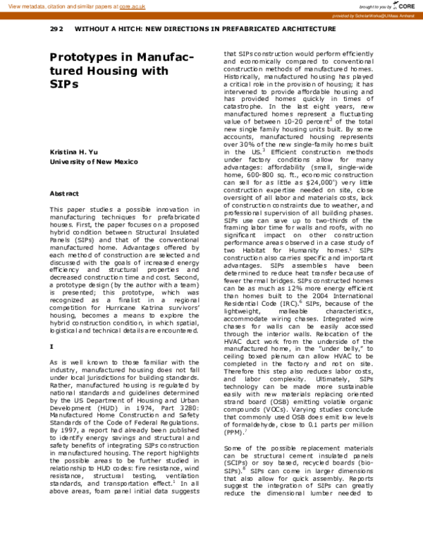 (PDF) Prototype in Manufactured Housing with SIPs