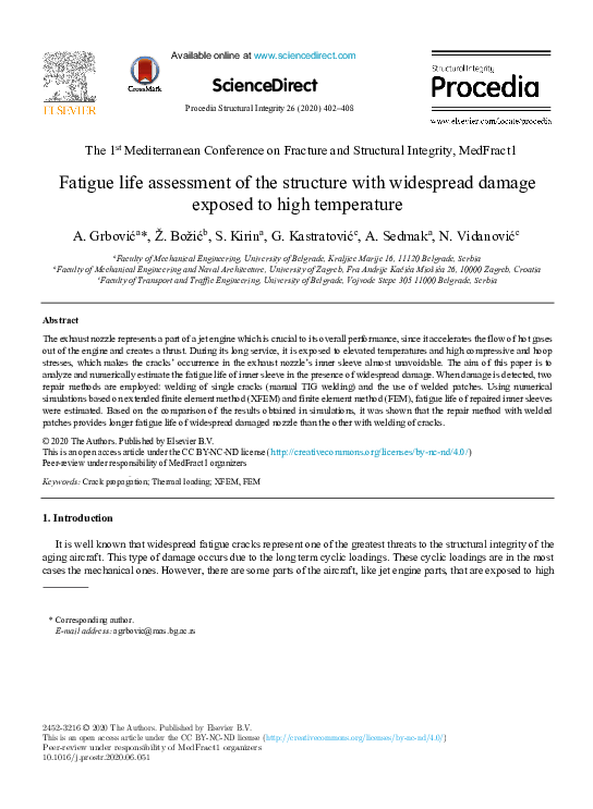 (PDF) Fatigue life assessment of the structure with widespread damage ...
