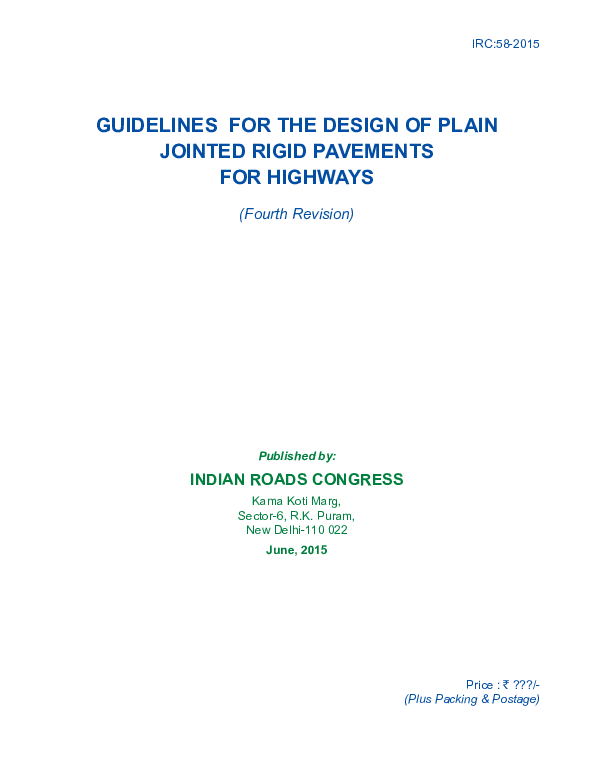 (PDF) Guidelines for the desiGn of Plain Jointed riGid Pavements for ...