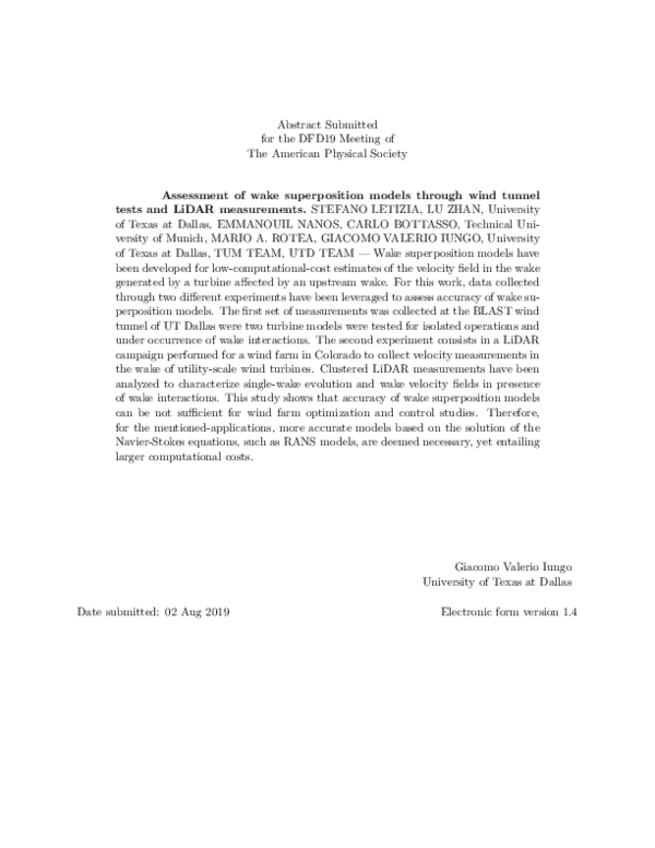 (PDF) Assessment of wake superposition models through wind tunnel tests ...