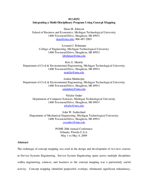 (PDF) Integrating a multi-disciplinary program using concept mapping