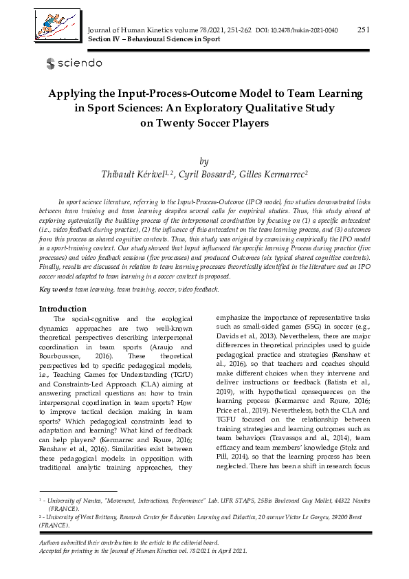 (PDF) Applying the Input-Process-Outcome Model to Team Learning in ...