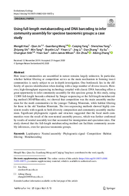 (PDF) Using full-length metabarcoding and DNA barcoding to infer ...