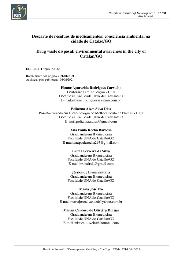 (PDF) Descarte De Resíduos De Medicamentos: Consciência Ambiental Na ...