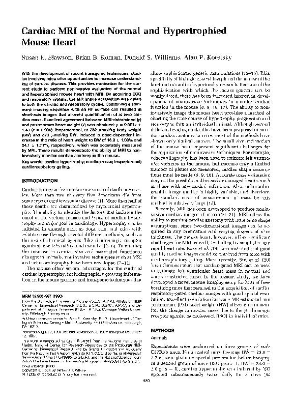 (PDF) Cardiac MRI of the normal and hypertrophied mouse heart