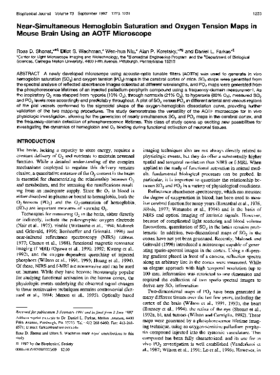 (PDF) Near-Simultaneous Hemoglobin Saturation and Oxygen Tension Maps ...