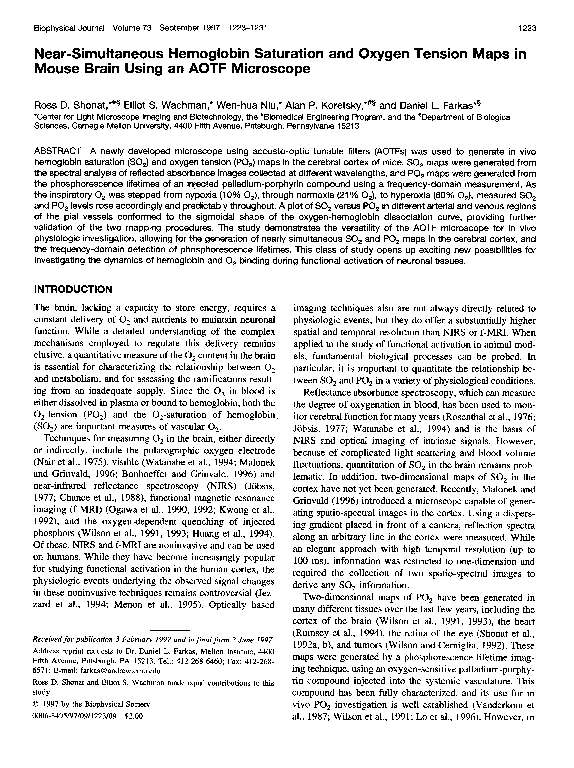 (PDF) Near-simultaneous hemoglobin saturation and oxygen tension maps ...