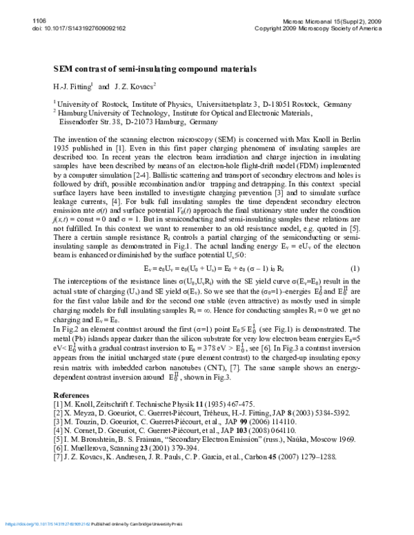 (PDF) SEM Contrast of Semi-insulating Compound Materials