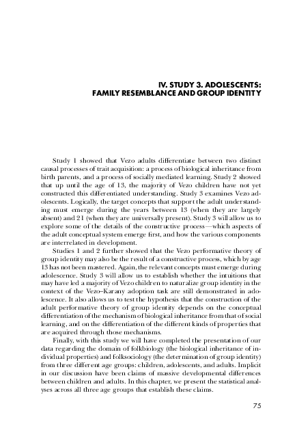 (PDF) IV. Study 3. Adolescents: Family Resemblance and Group Identity