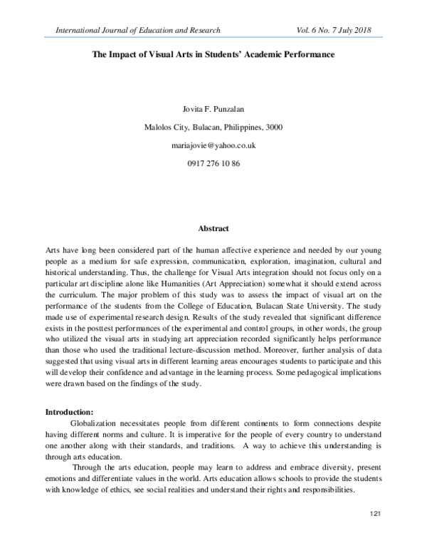 (PDF) The Impact of Visual Arts in Students’ Academic Performance