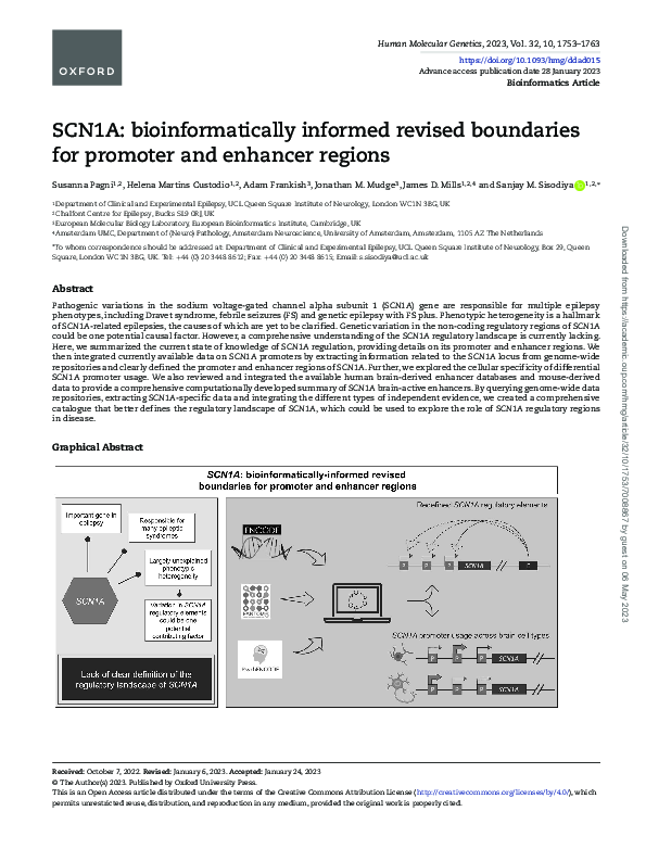 (PDF) SCN1A: bioinformatically informed revised boundaries for promoter ...
