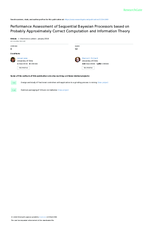 (PDF) Performance assessment of sequential Bayesian processors based on probably approximately ...