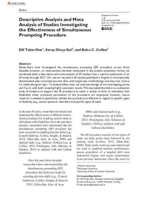 (PDF) Descriptive Analysis and Meta Analysis of Studies Investigating the Effectiveness of ...
