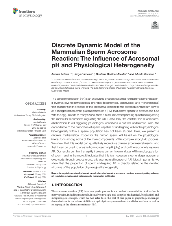 (PDF) Discrete Dynamic Model of the Mammalian Sperm Acrosome Reaction ...