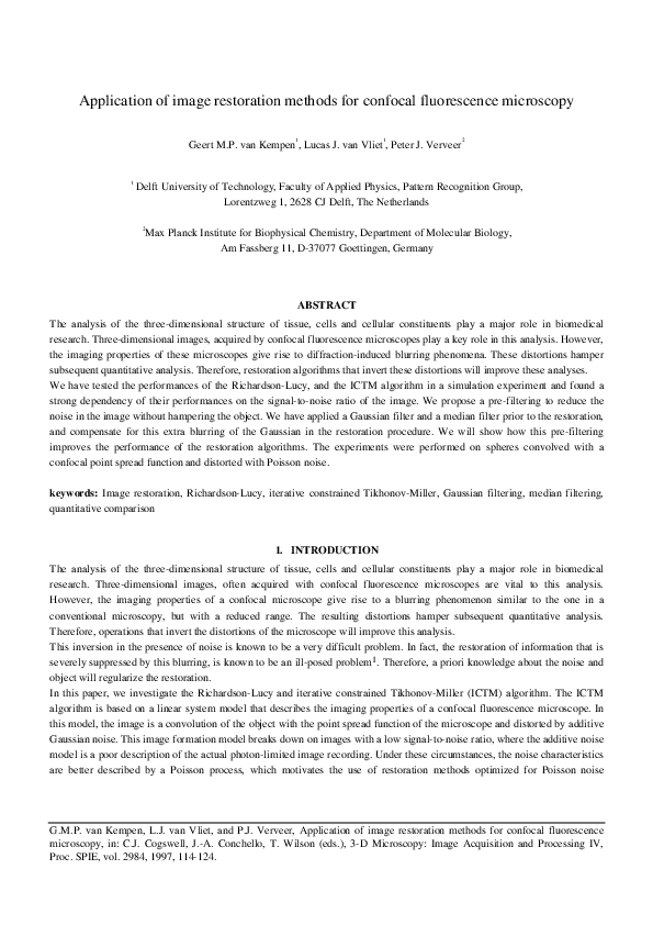 (PDF) Application of image restoration methods for confocal ...