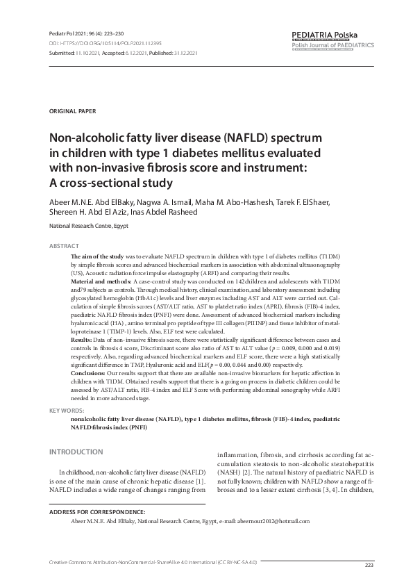 (PDF) Non-alcoholic fatty liver disease (NAFLD) spectrum in children ...