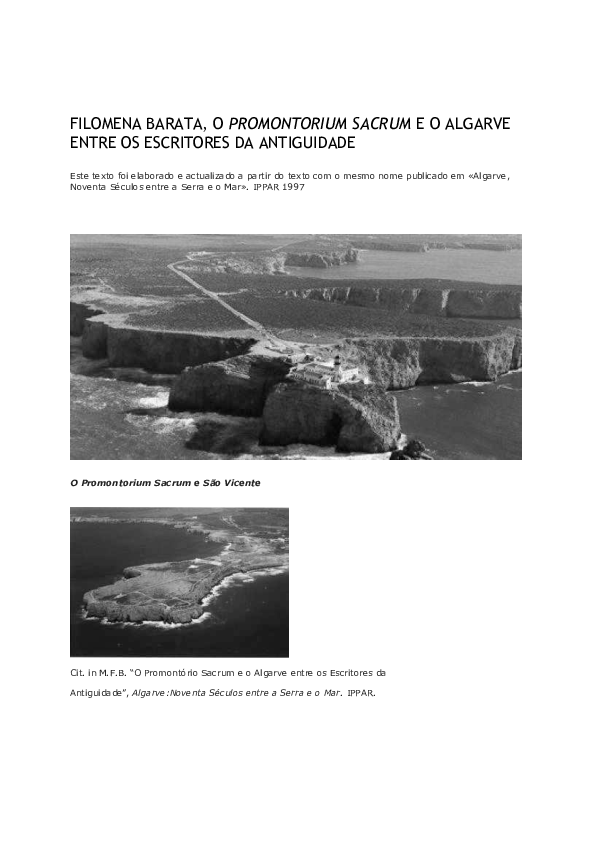 (PDF) O "Promontorium Sacrum" entre os escritores da Antiguidade", in ...