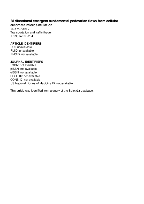 (PDF) Emergent Fundamental Pedestrian Flows from Cellular Automata Microsimulation | Victor Blue ...