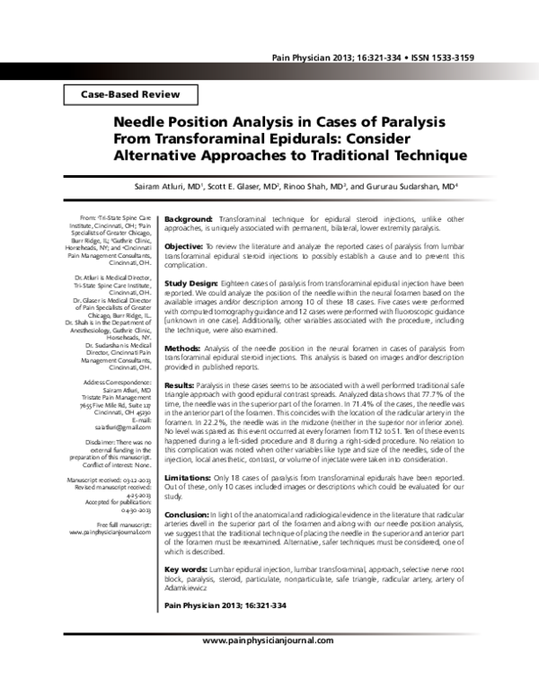 (PDF) Needle Position Analysis in Cases of Paralysis From ...